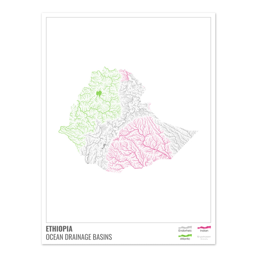 Ocean Drainage Basin Map Of Ethiopia White With Legend Grasshopper