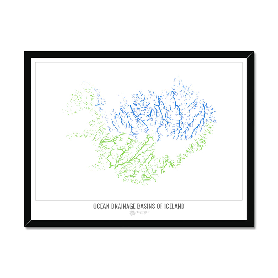 Ocean Drainage Basin Map Of Iceland White Grasshopper Geography