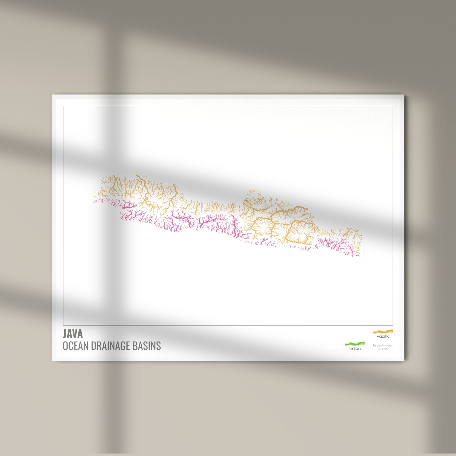 Java - Ocean drainage basin map, white with legend v1 - Fine Art Print ...