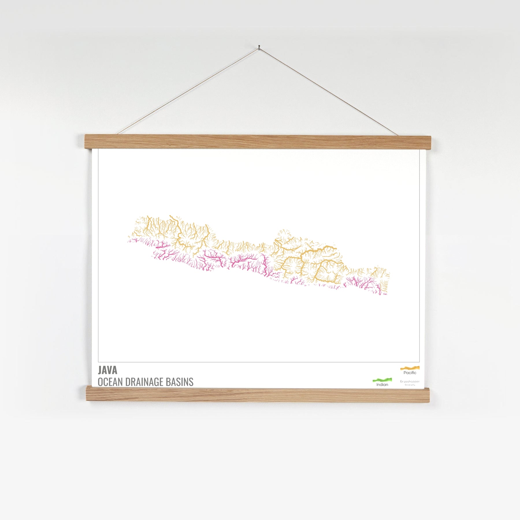 Java - Ocean drainage basin map, white with legend v1 - Fine Art Print ...