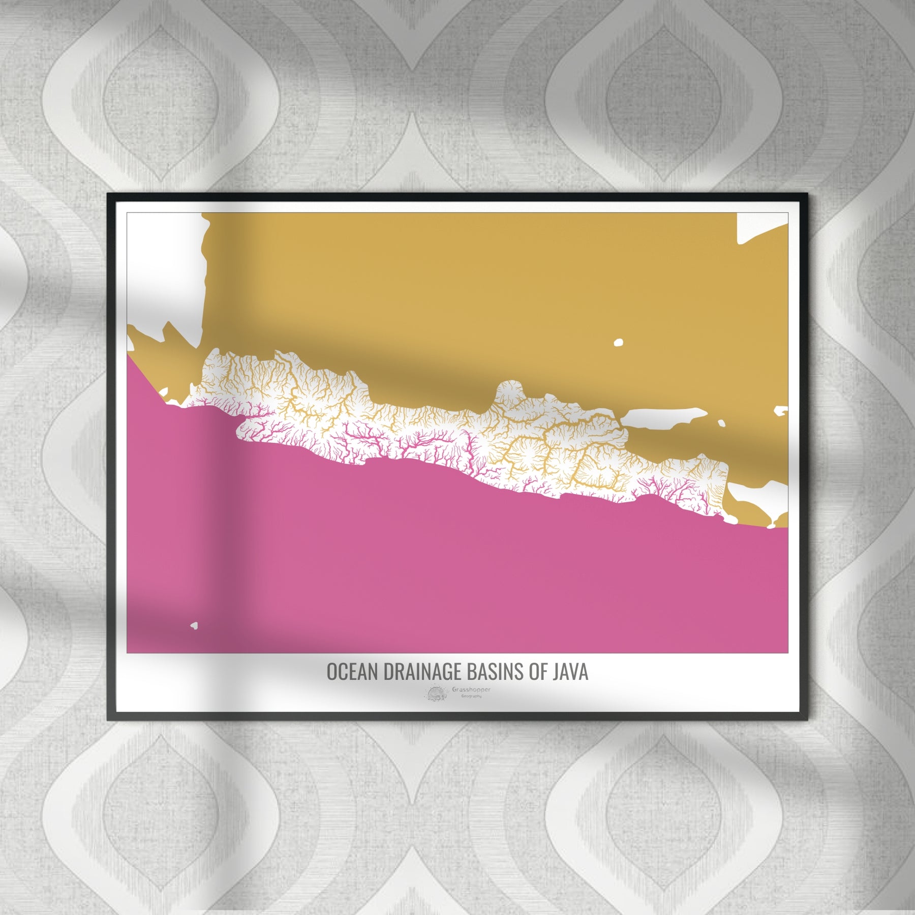 Java - Ocean drainage basin map, white v2 - Fine Art Print ...