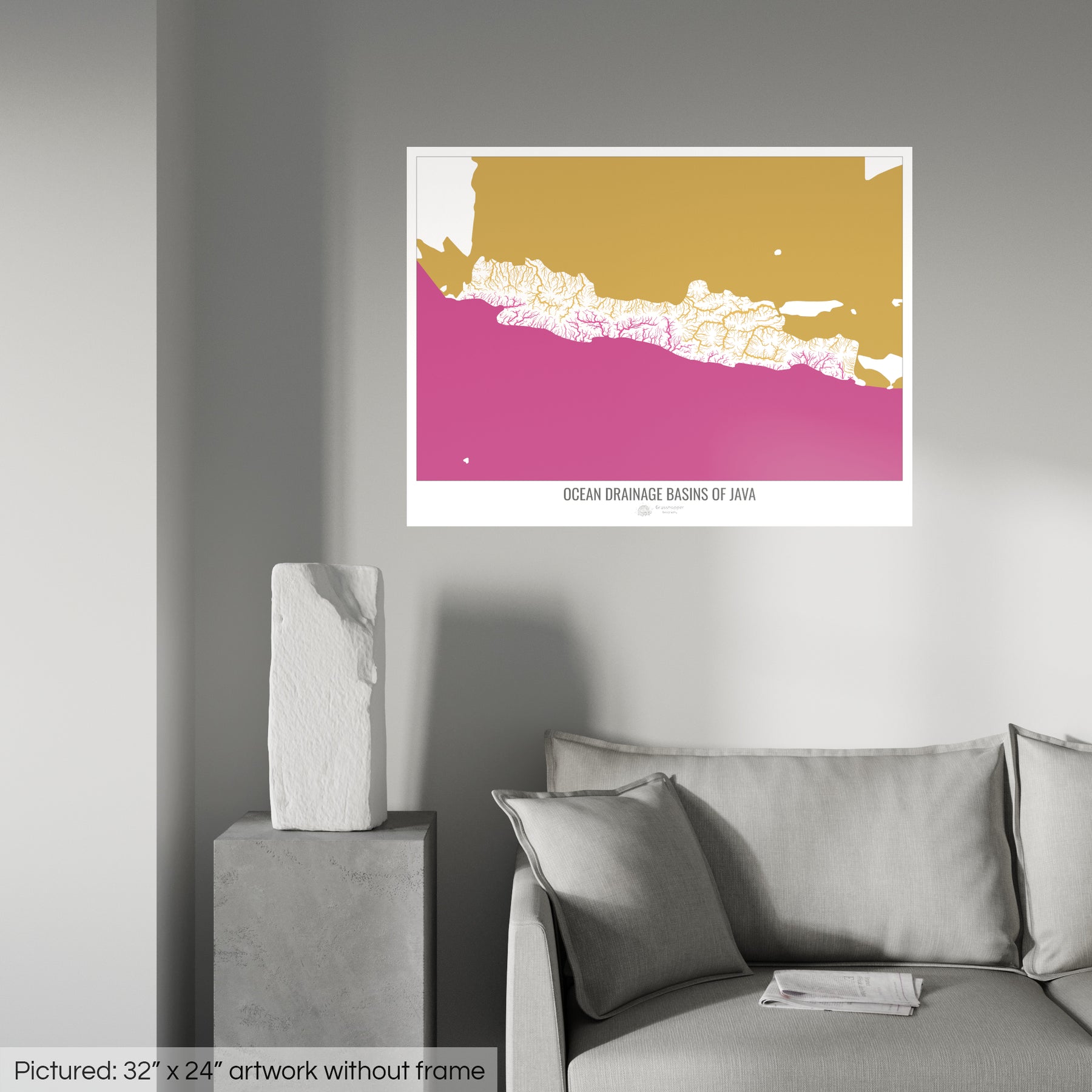 Java - Ocean drainage basin map, white v2 - Fine Art Print ...