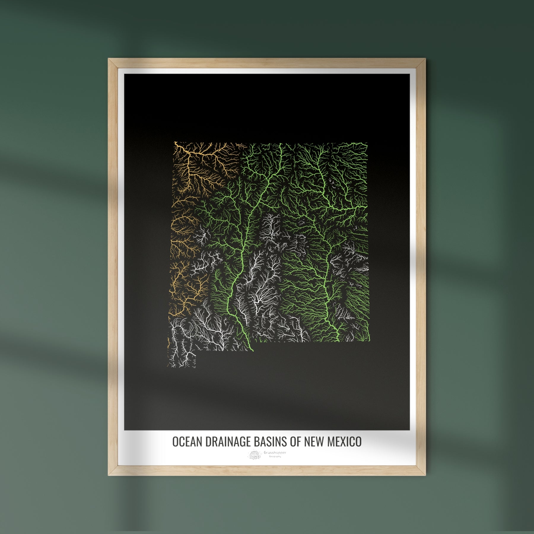 New Mexico Ocean Drainage Basin Map Black V1 Photo Art Print