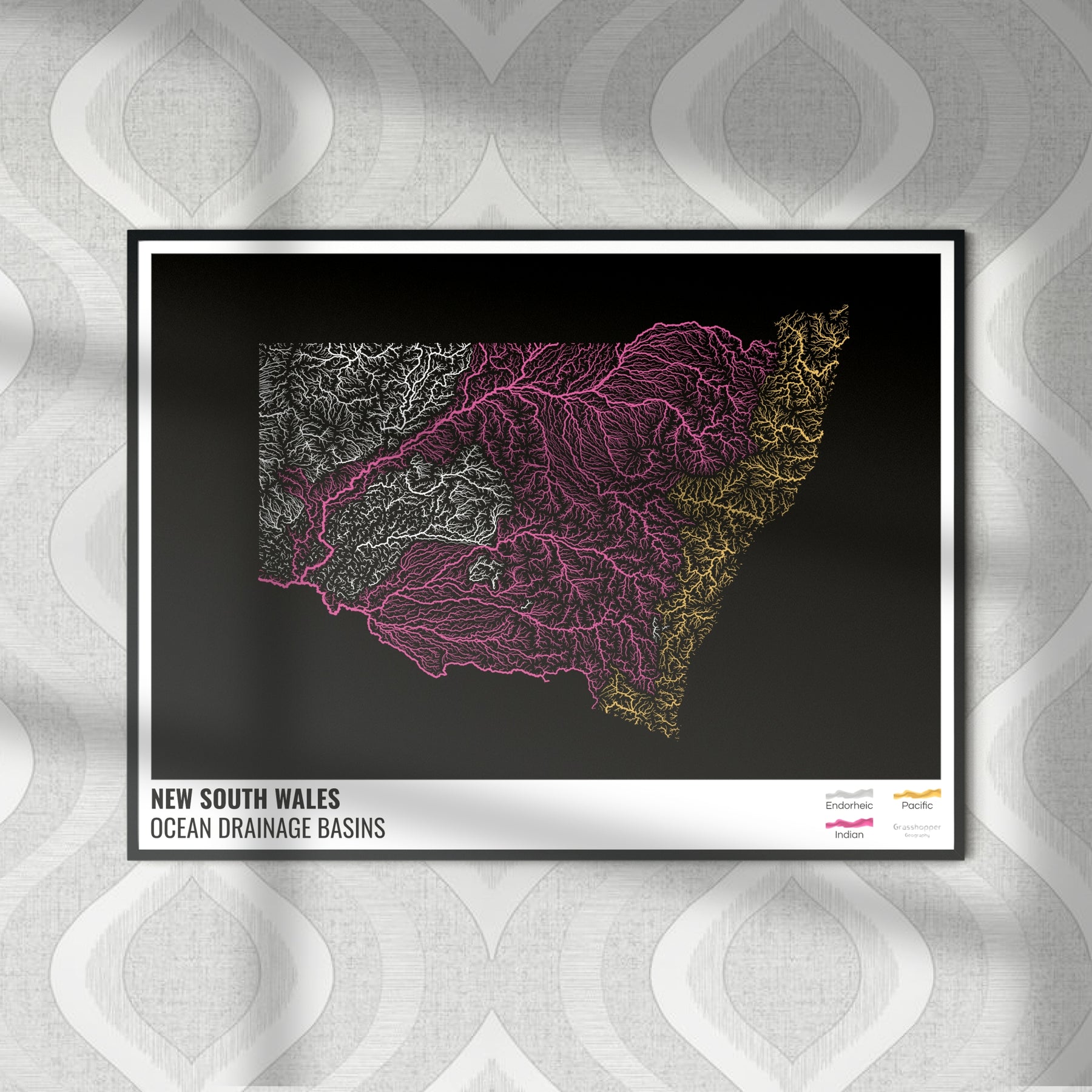 New South Wales Ocean Drainage Basin Map Black With Legend V1 Pho