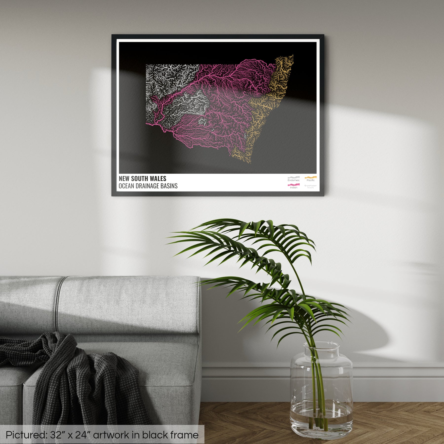 New South Wales Ocean Drainage Basin Map Black With Legend V1 Fra