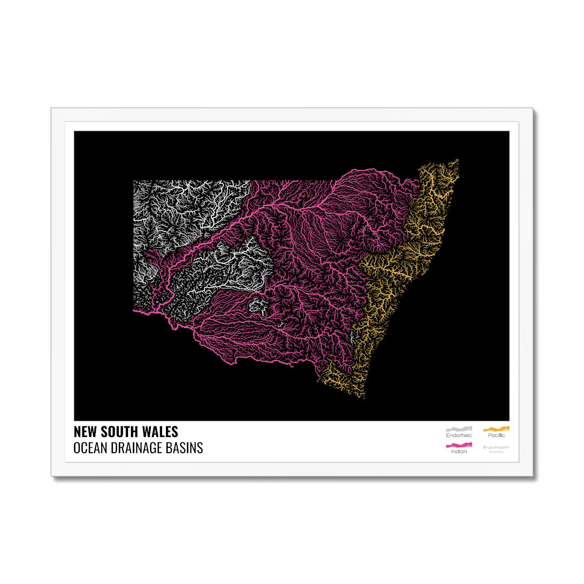 New South Wales Ocean Drainage Basin Map Black With Legend V1 Fra