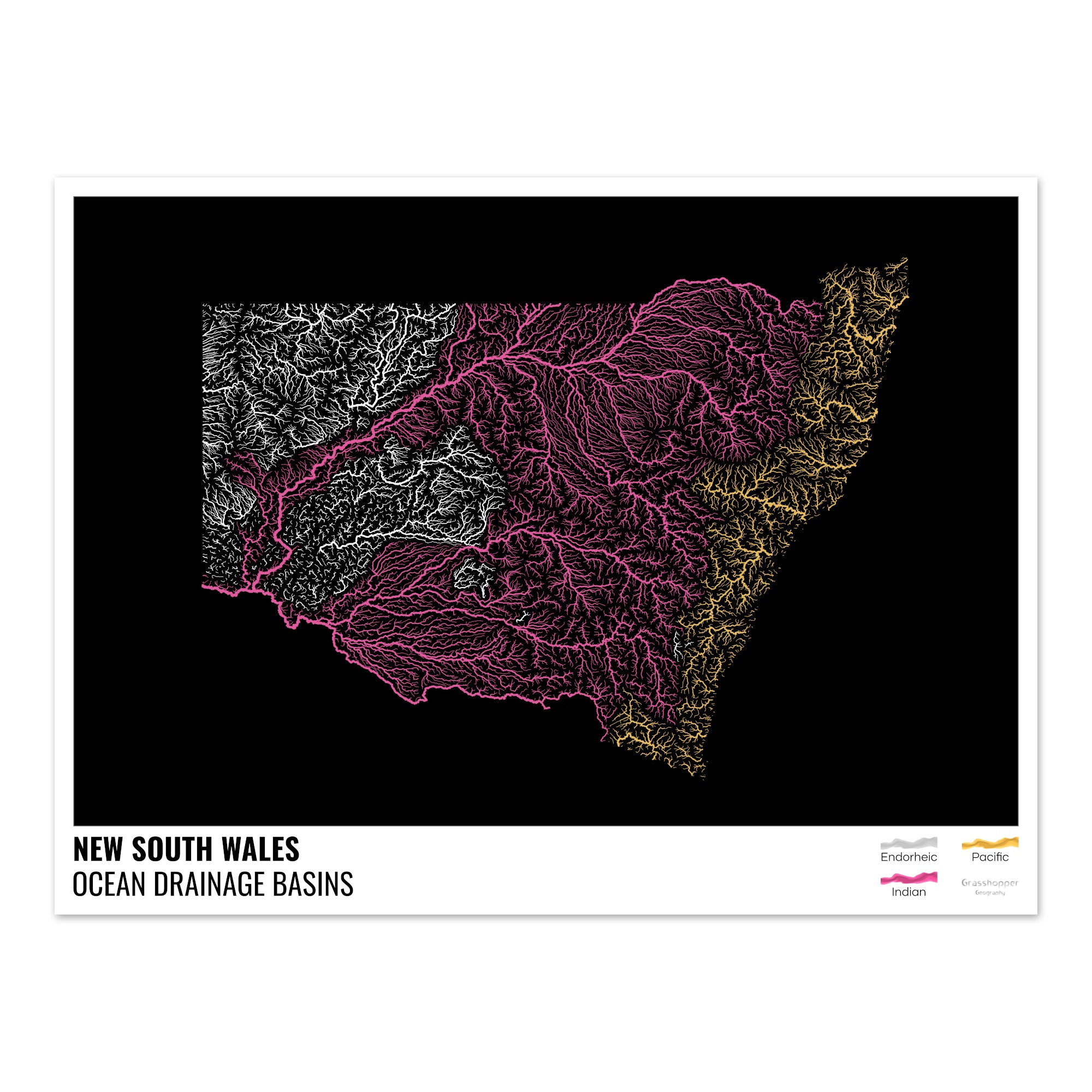 New South Wales - Ocean drainage basin map, black with legend v1 - Fin ...