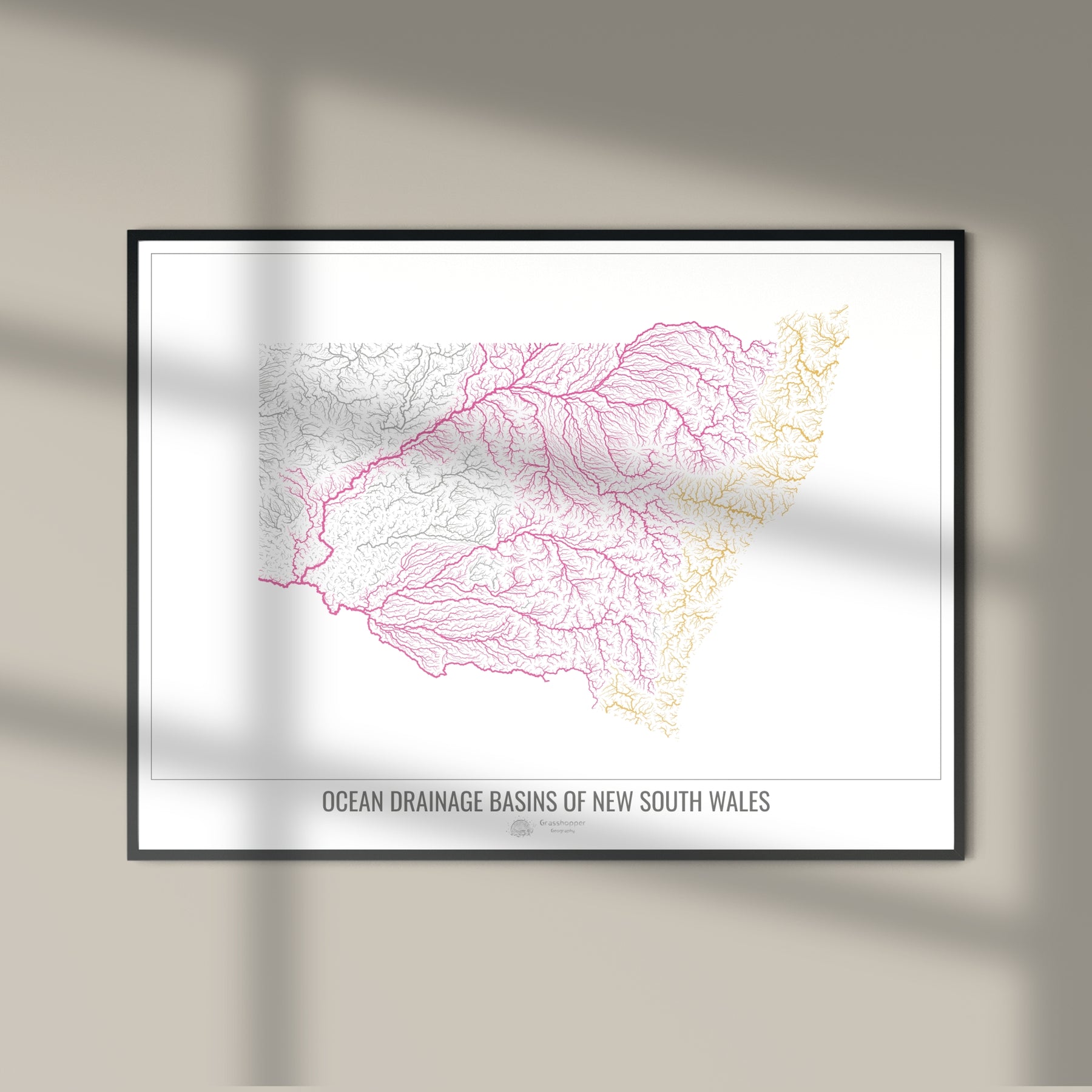 New South Wales Ocean Drainage Basin Map White V1 Photo Art Print