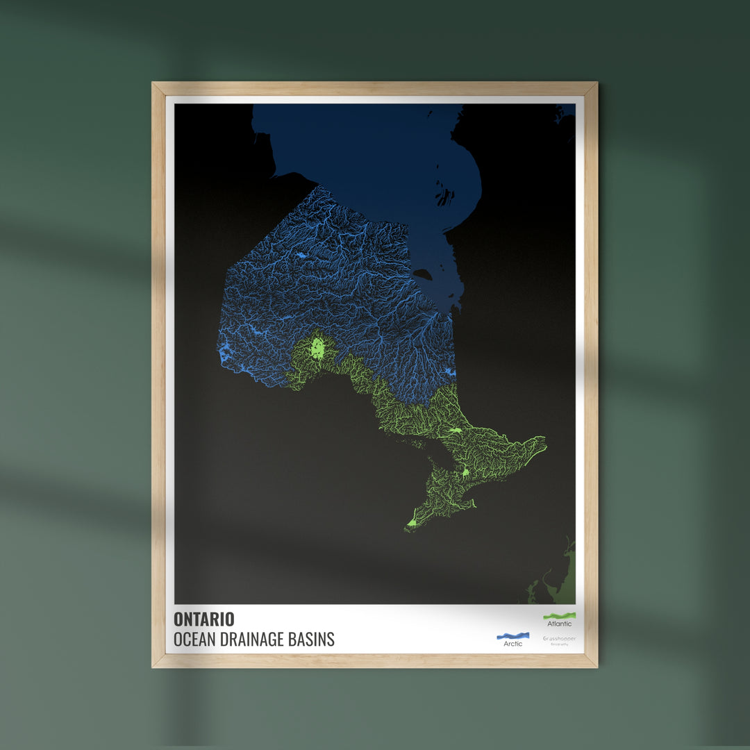 Ontario Ocean Drainage Basin Map Black With Legend V2 Photo Art P