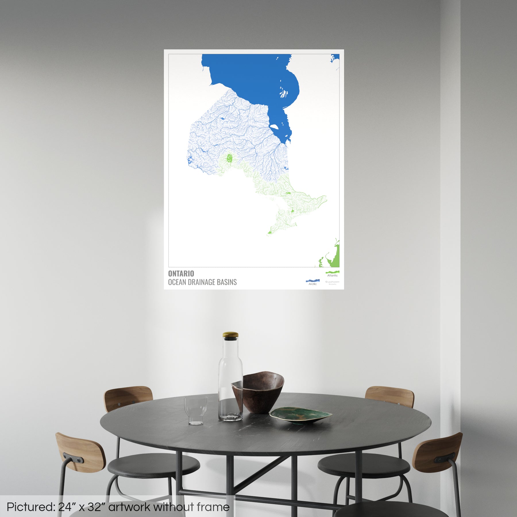 Ontario Ocean Drainage Basin Map White With Legend V2 Fine Art Pr