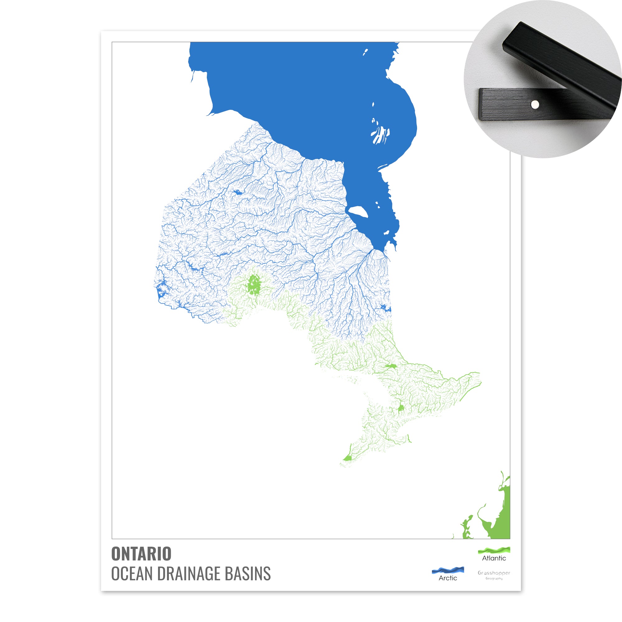 Ontario Ocean Drainage Basin Map White With Legend V2 Fine Art Pr