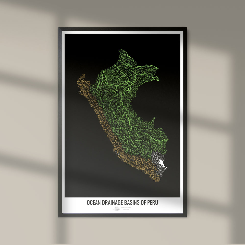 Ocean Drainage Basin Map Of Peru Black Grasshopper Geography