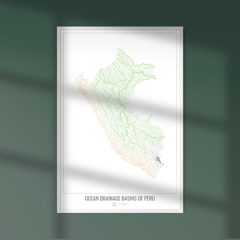 Ocean Drainage Basin Map Of Peru White Grasshopper Geography