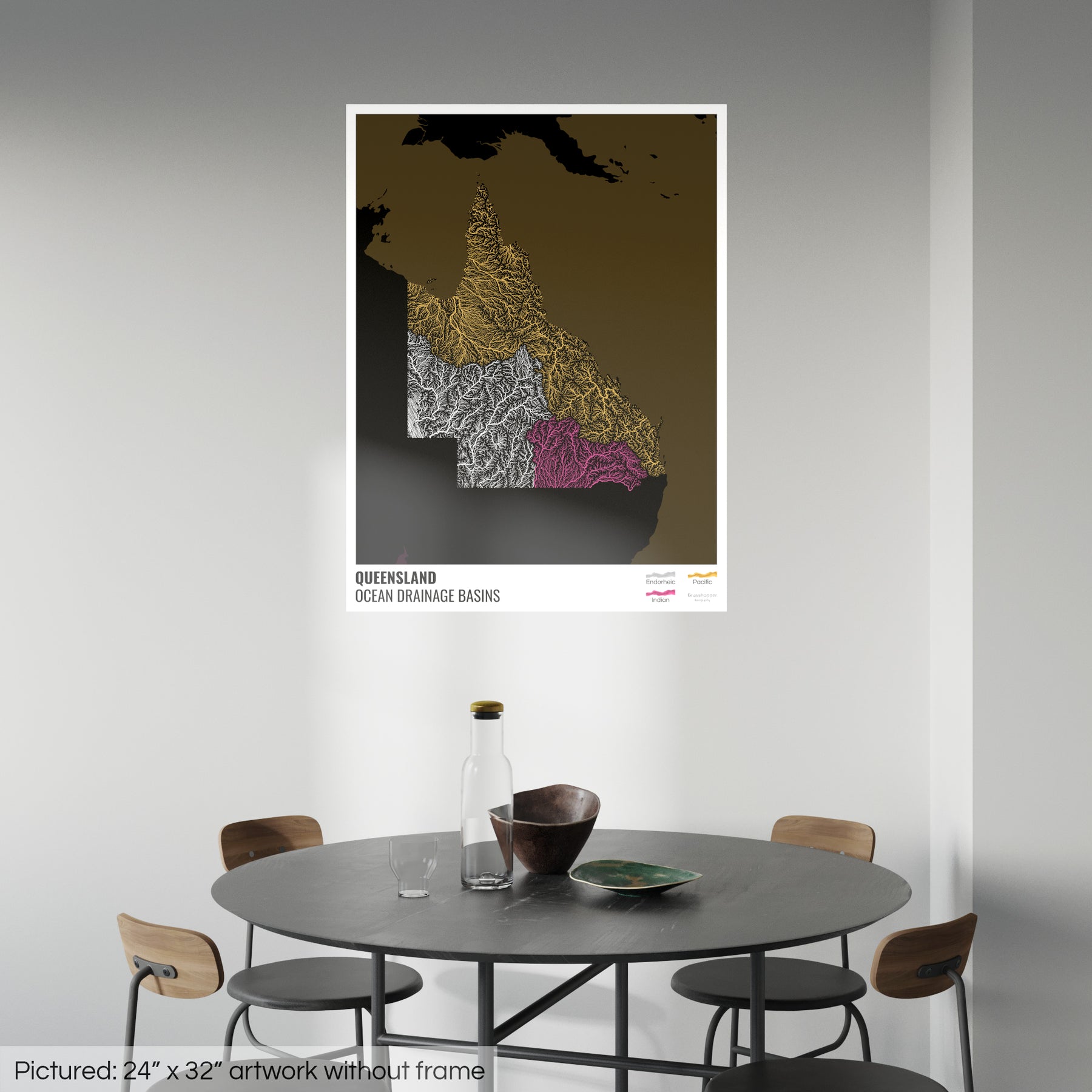 Queensland Ocean Drainage Basin Map Black With Legend V2 Photo Ar