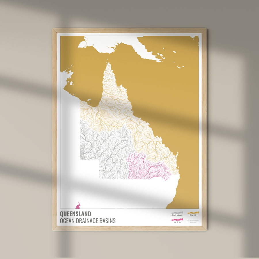 Queensland Ocean Drainage Basin Map White With Legend V2 Photo Ar