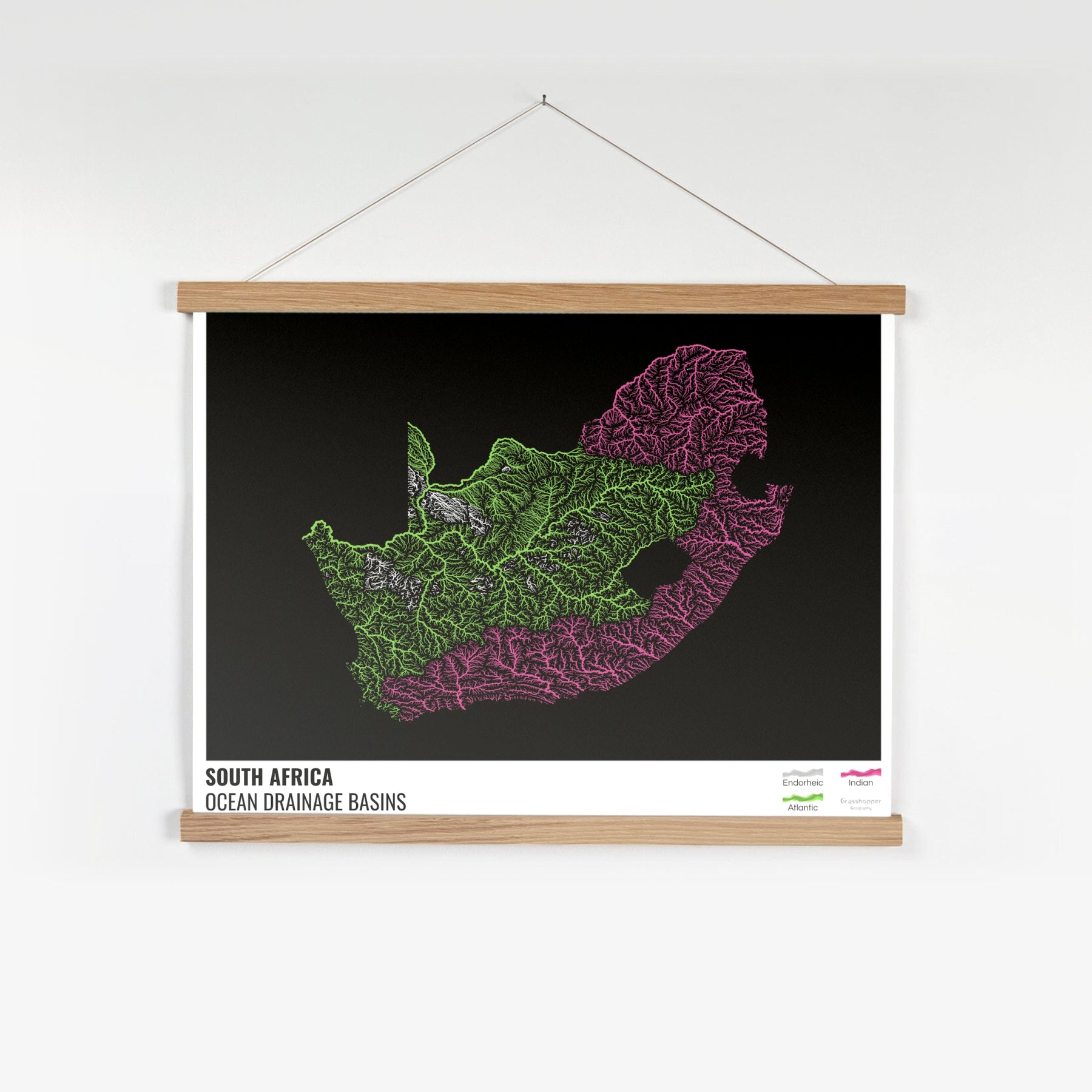 South Africa Ocean Drainage Basin Map Black With Legend V1 Fine A