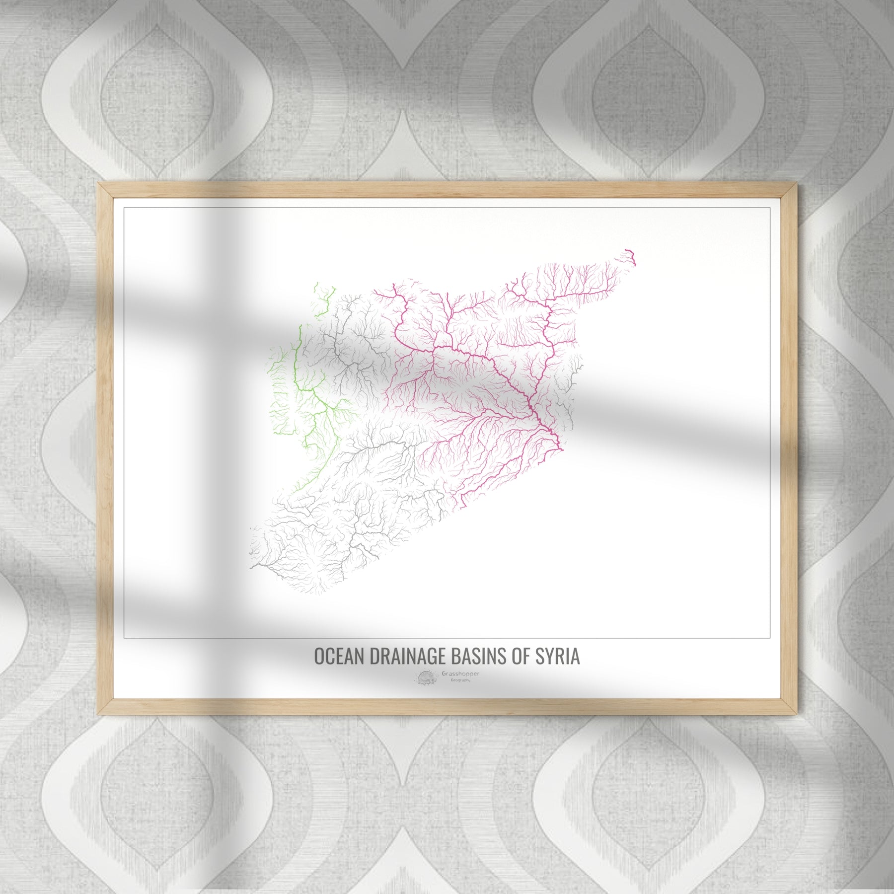 Syria Ocean Drainage Basin Map White V1 Fine Art Print
