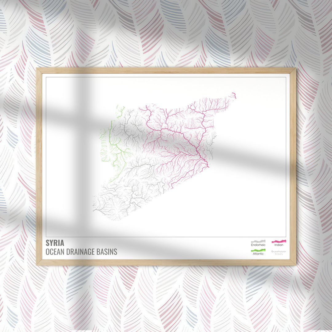Syria Ocean Drainage Basin Map White With Legend V1 Photo Art Pri