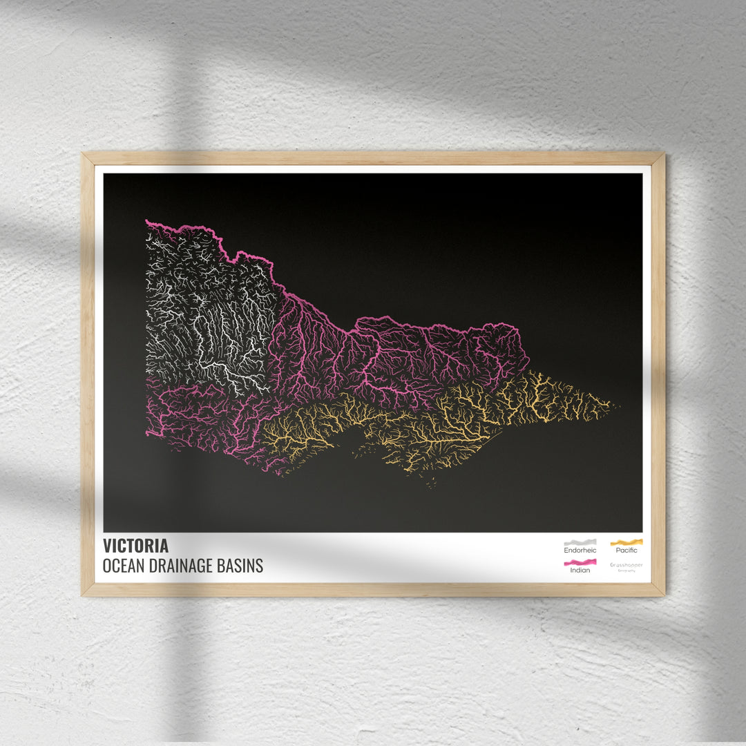 Victoria Ocean Drainage Basin Map Black With Legend V1 Photo Art
