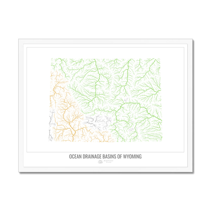 Wyoming Ocean Drainage Basin Map White V1 Framed Print