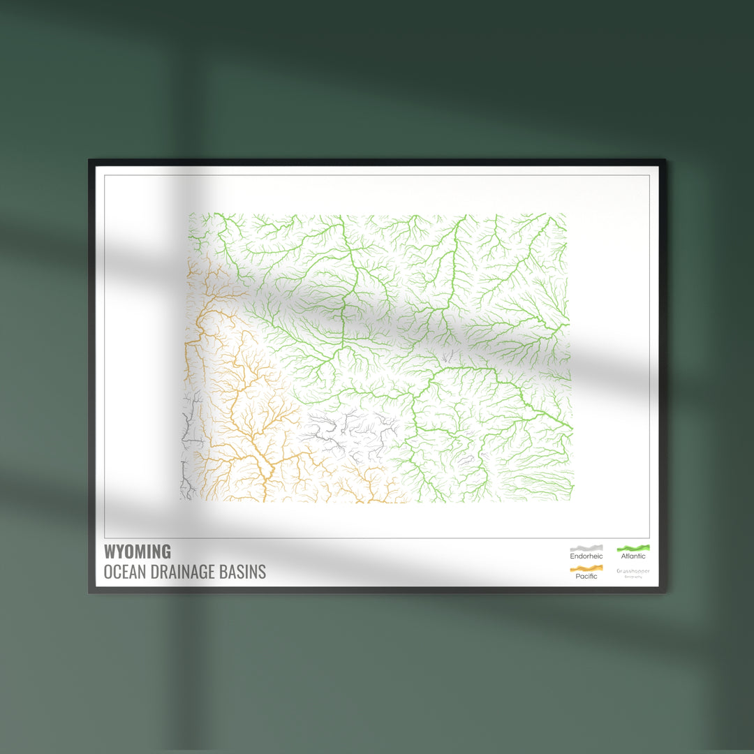 Wyoming Ocean Drainage Basin Map White With Legend V1 Photo Art P