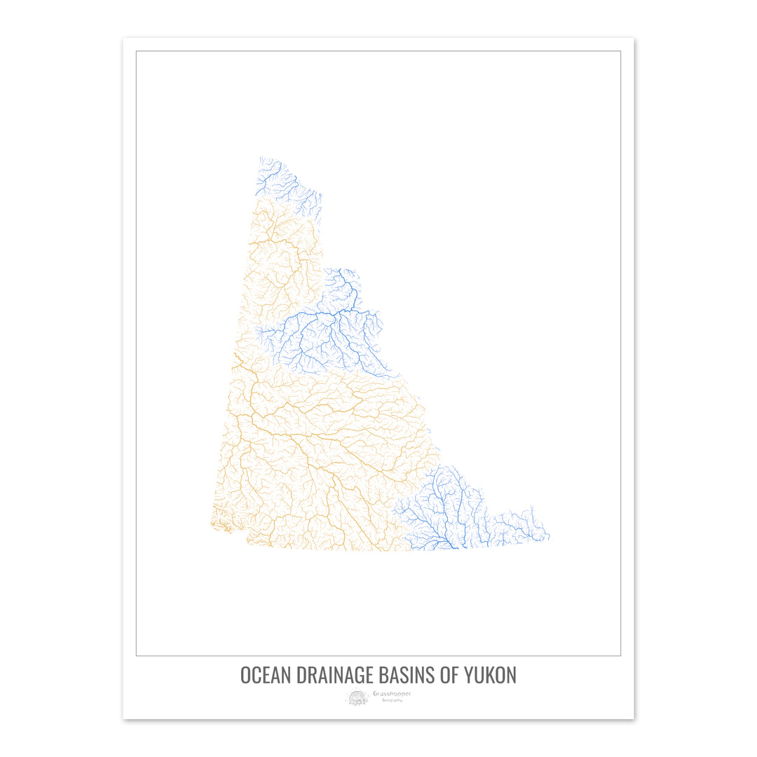 Yukon Ocean Drainage Basin Map White V1 Fine Art Print