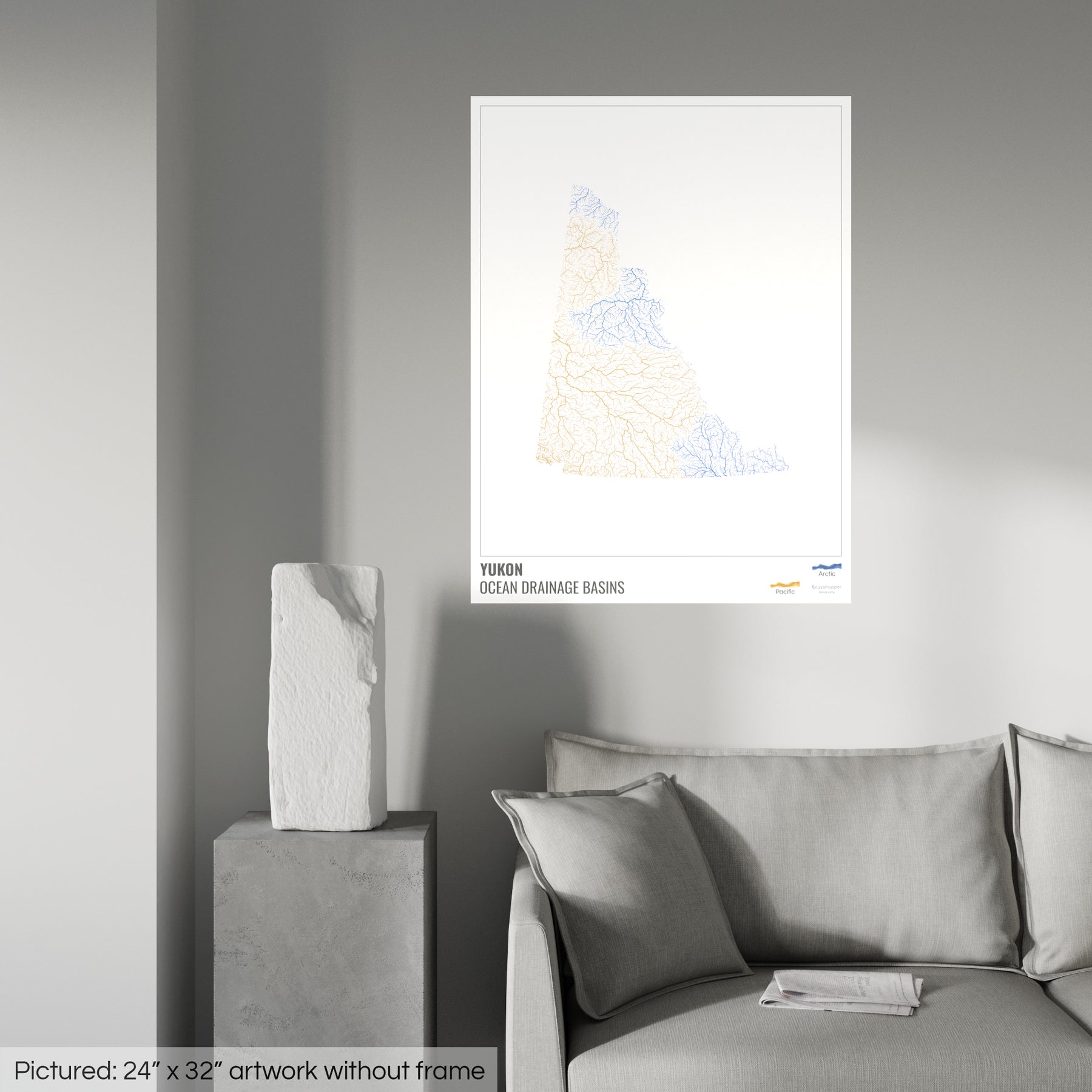Yukon Ocean Drainage Basin Map White With Legend V1 Fine Art Prin