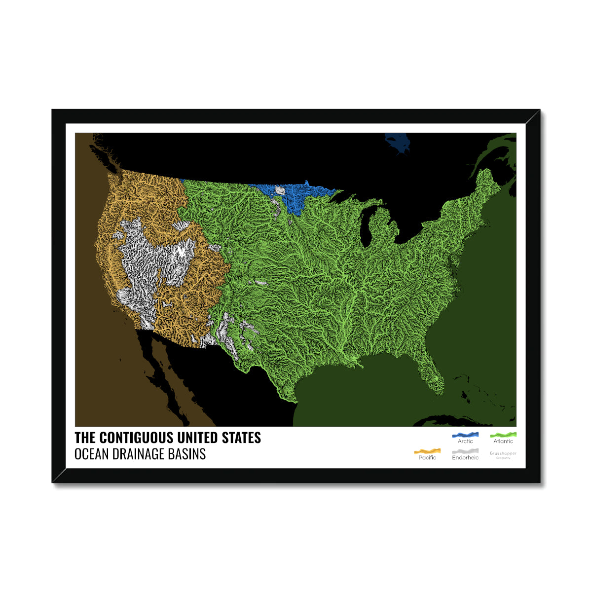 The United States - Ocean drainage basin map, black with legend v2 - F ...