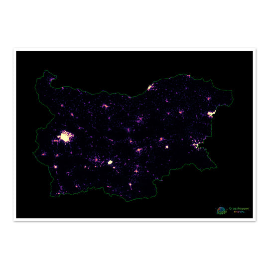 Bulgaria - Population density heatmap - Fine Art Print – Grasshopper ...