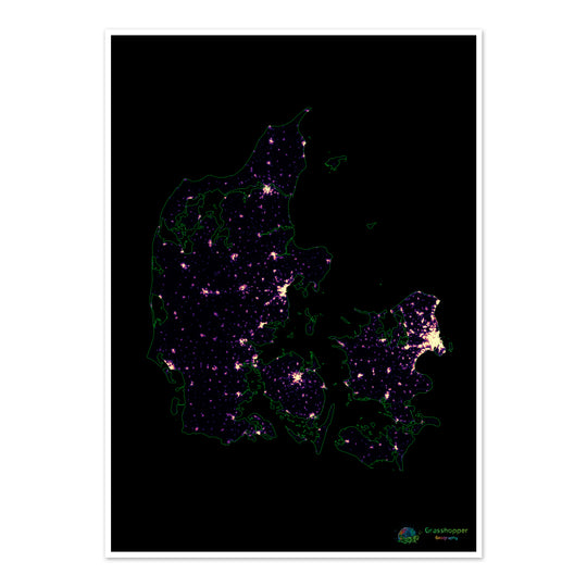 Denmark - Population density heatmap - Fine Art Print – Grasshopper ...