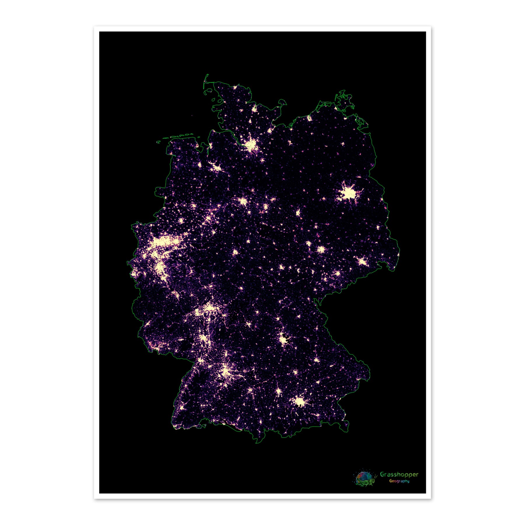 Germany - Population density heatmap - Fine Art Print – Grasshopper ...