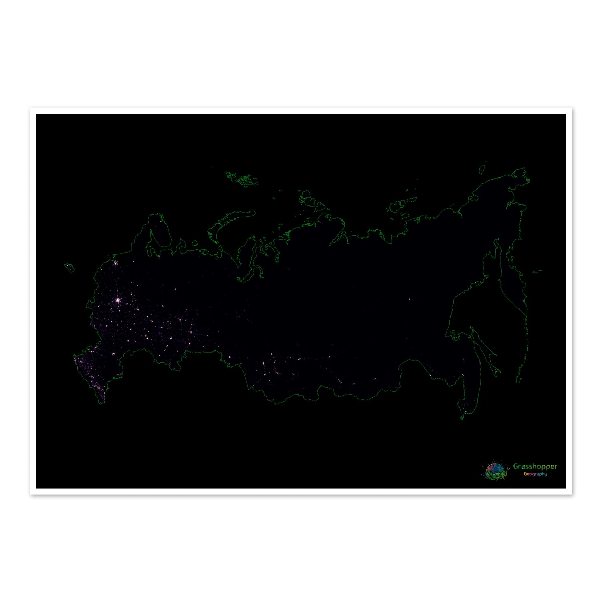 Russia - Population density heatmap - Fine Art Print – Grasshopper ...