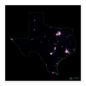 Texas - Population density heatmap - Fine Art Print – Grasshopper Geography