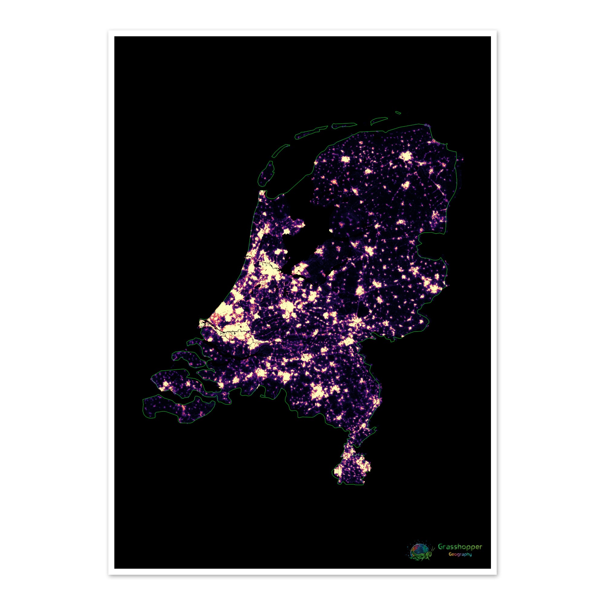 The Netherlands - Population density heatmap - Fine Art Print ...