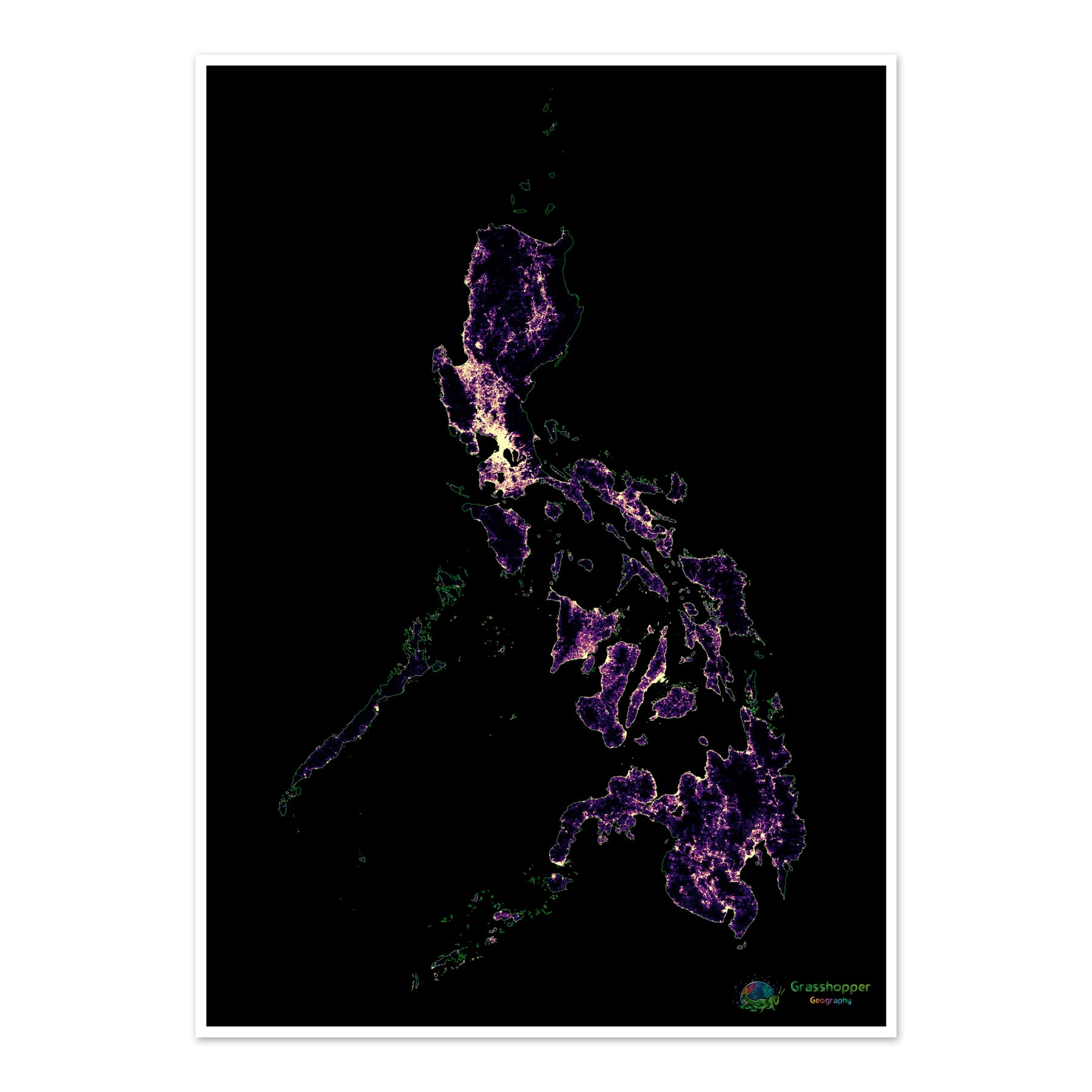 The Philippines - Population density heatmap - Fine Art Print ...