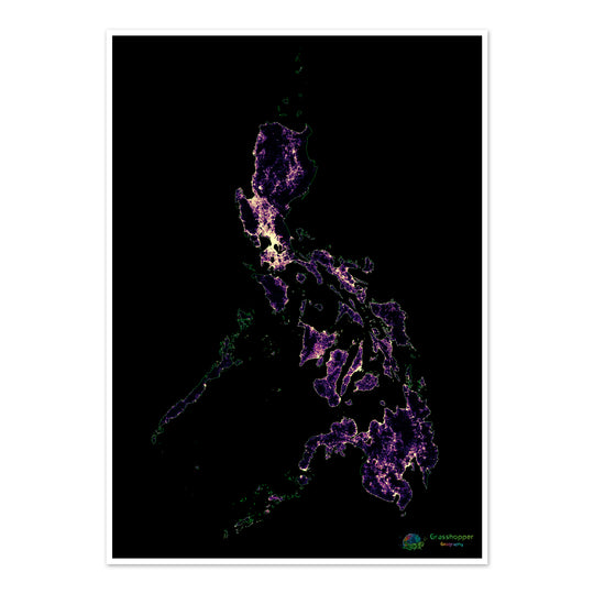 The Philippines - Population density heatmap - Fine Art Print ...