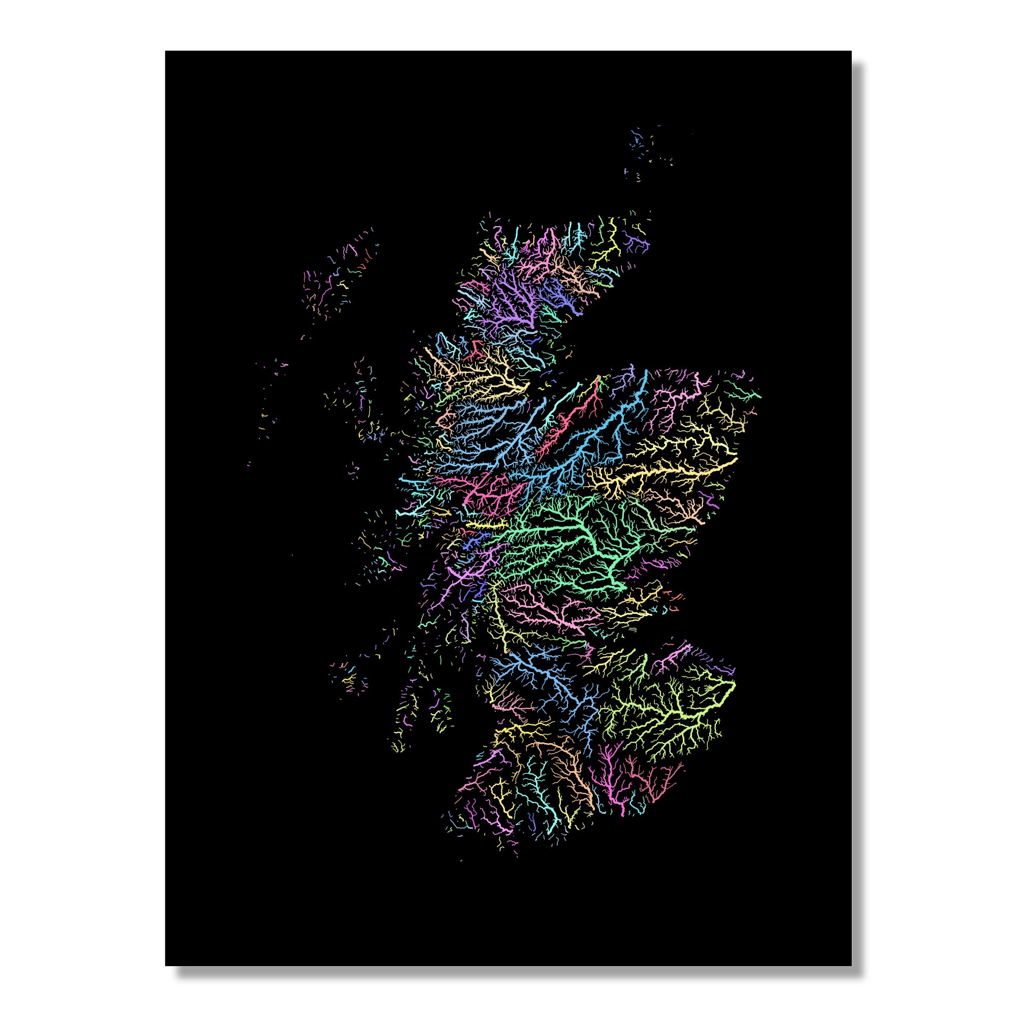 Scotland Watershed Map Print - Premium Pastel Wall Art Gift ...