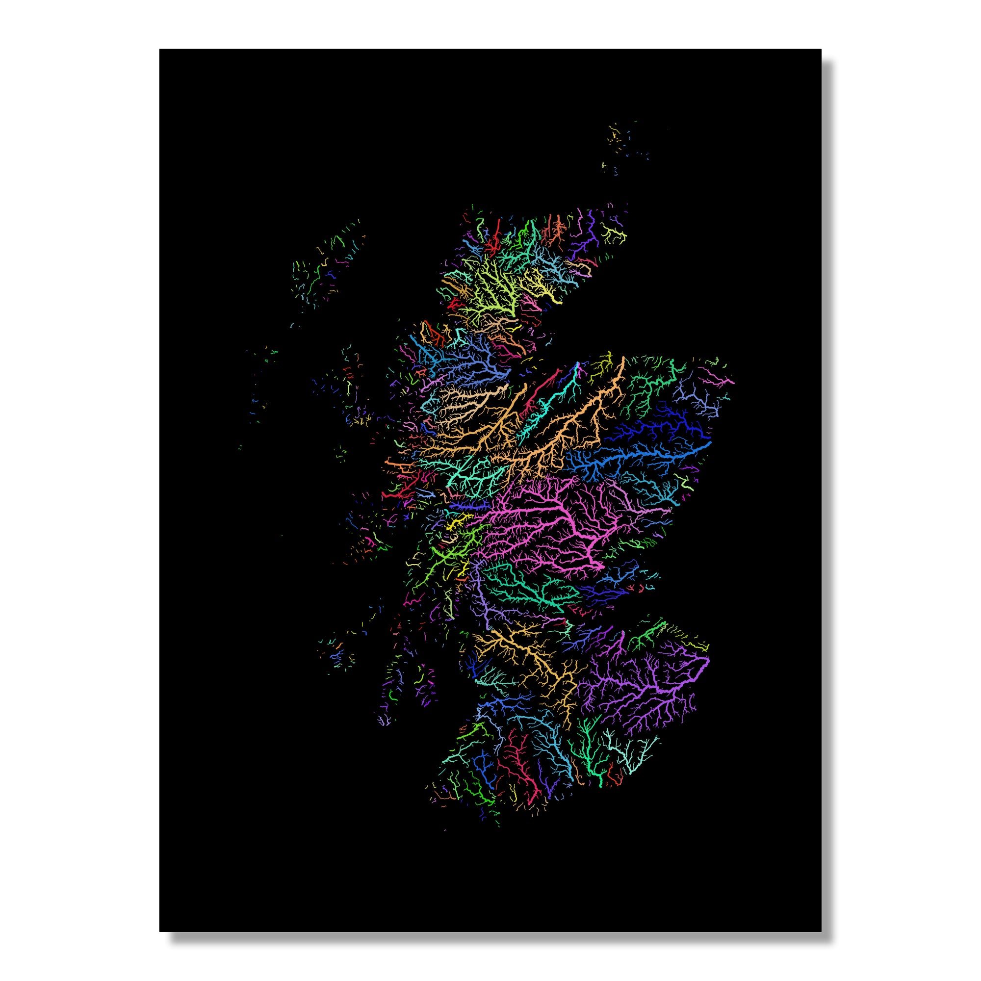 Scotland Watershed Map Print - Modern Rainbow Wall Art Decor ...