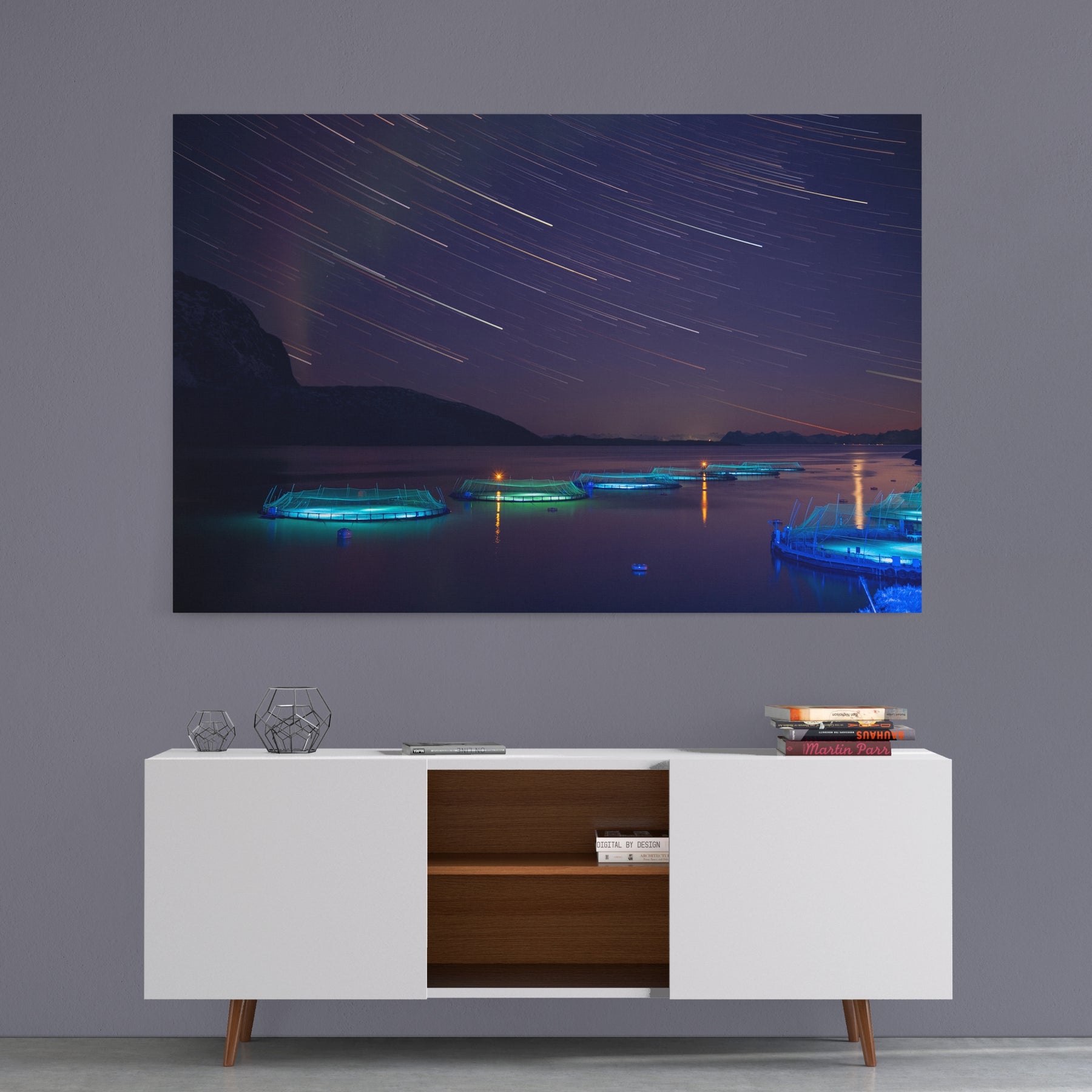 Star trails with aurora above the fish pens II - Canvas – Grasshopper ...