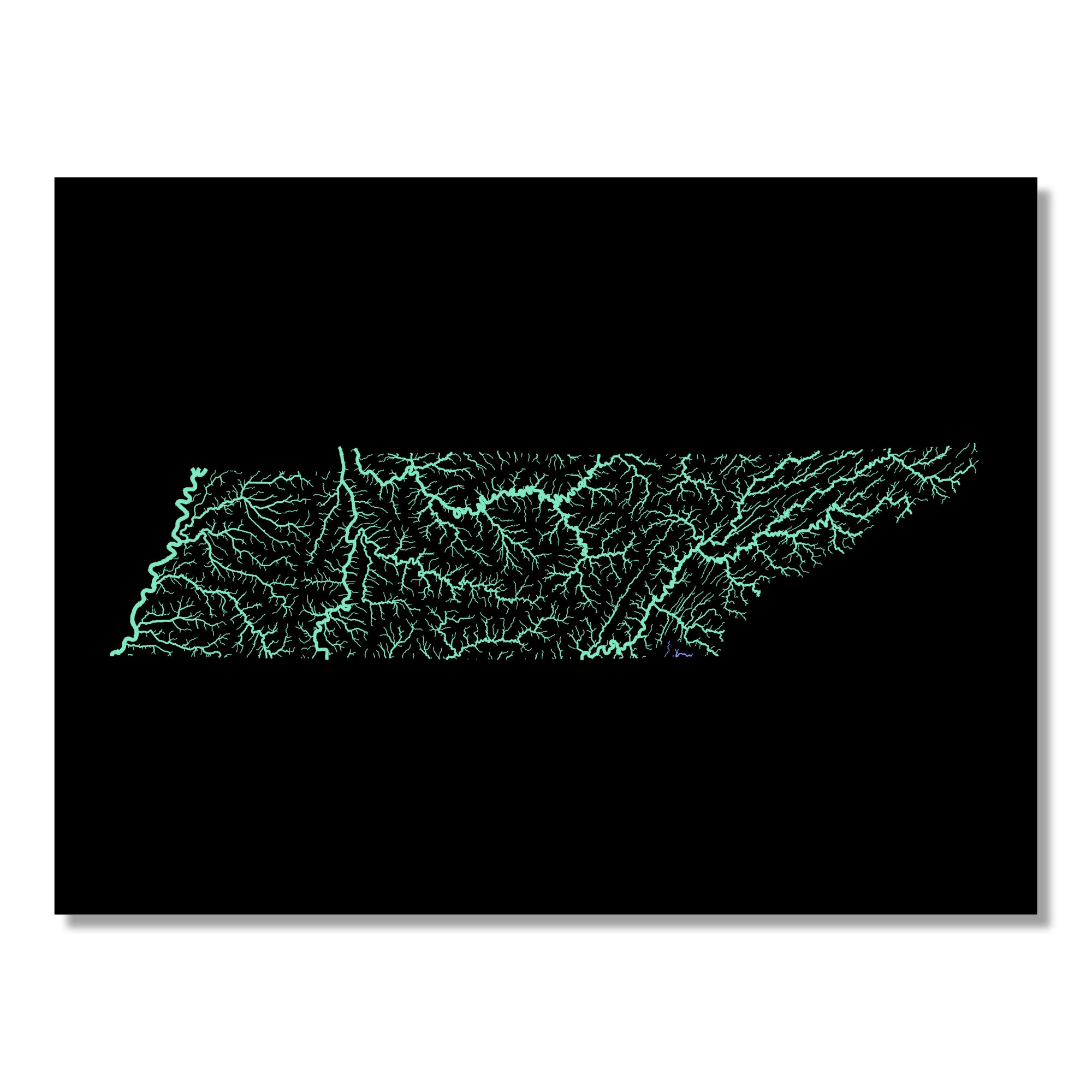 Tennessee Watershed Map Print - Premium Pastel Wall Art Gift ...