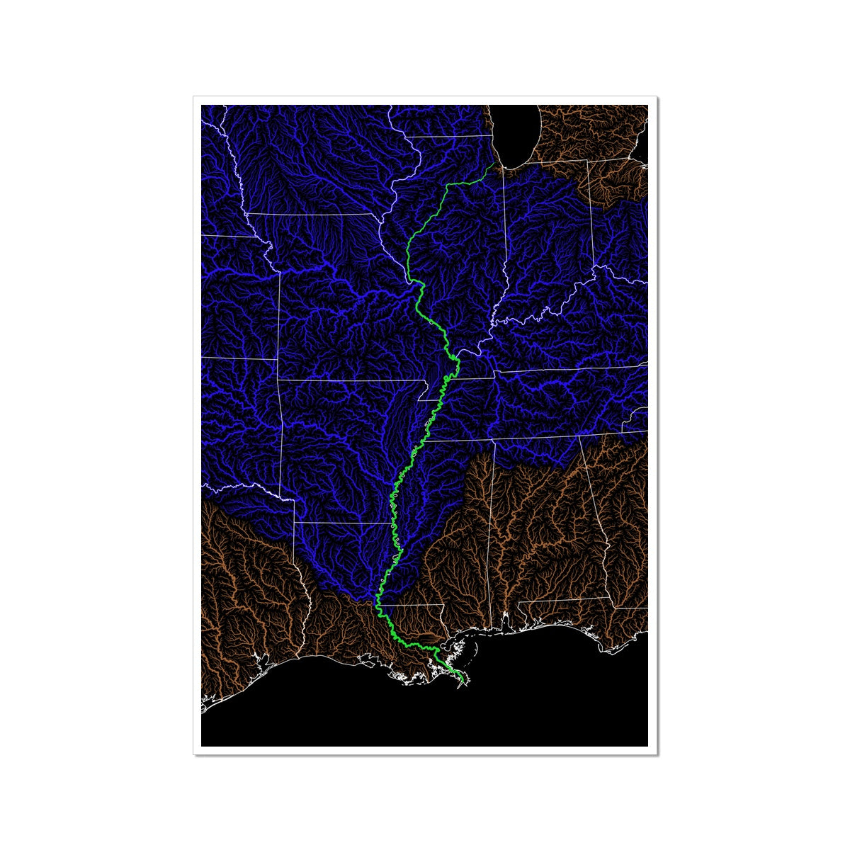 American Dendrite Poster Fine Art Print – Grasshopper Geography