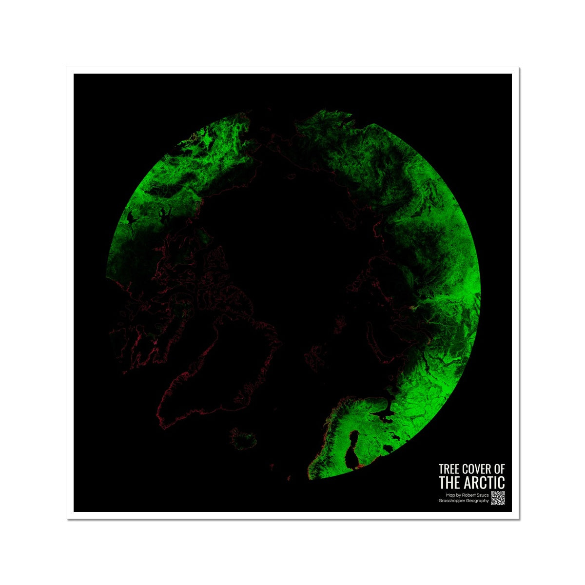 Custom forest cover map of the Arctic Fine Art Print – Grasshopper ...
