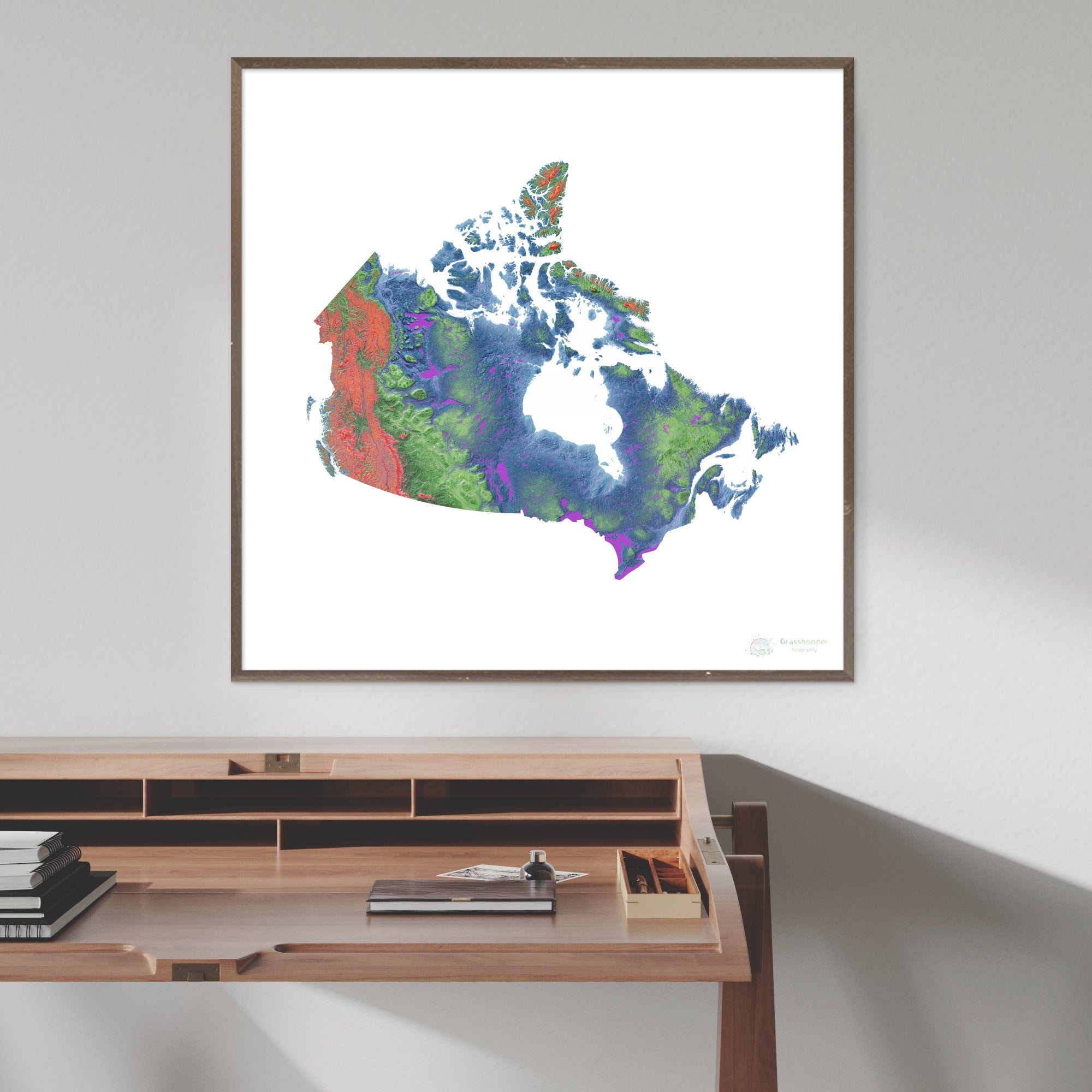 Elevation map of Canada with white background - Fine Art Print ...