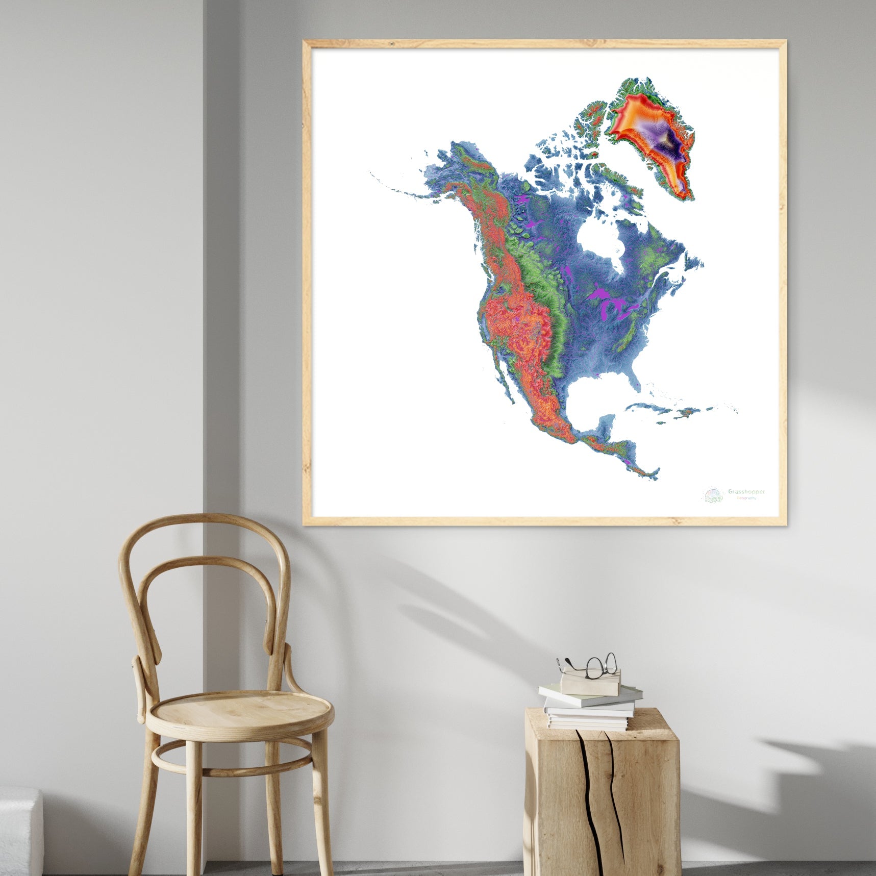 North America - Elevation map, white - Fine Art Print – Grasshopper ...