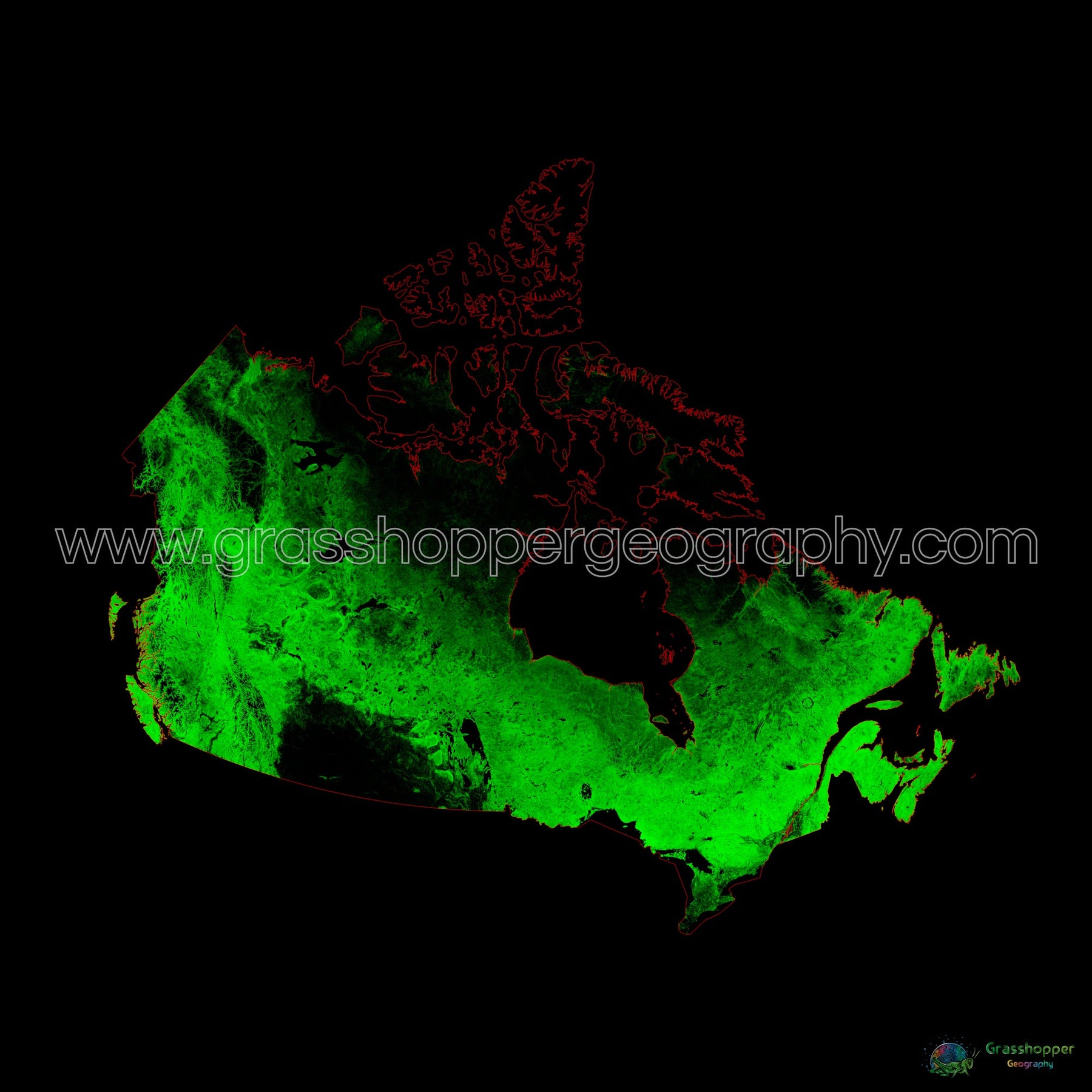 Canada - Forest cover map - Fine Art Print – Grasshopper Geography