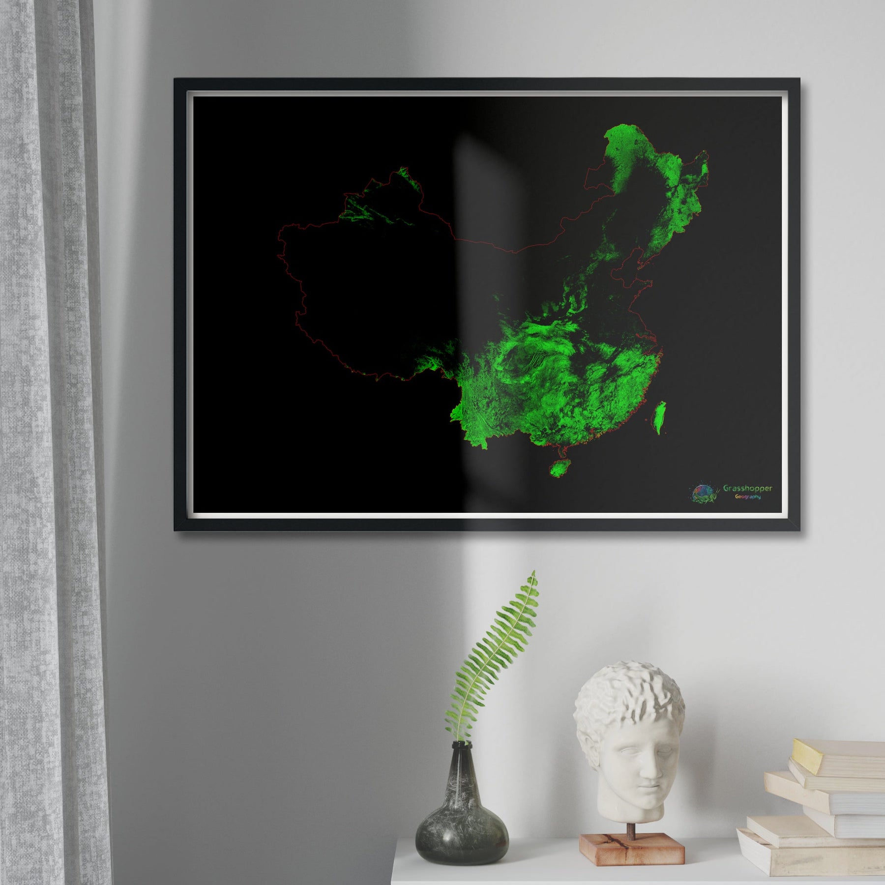 China and Taiwan - Forest cover map - Fine Art Print – Grasshopper ...