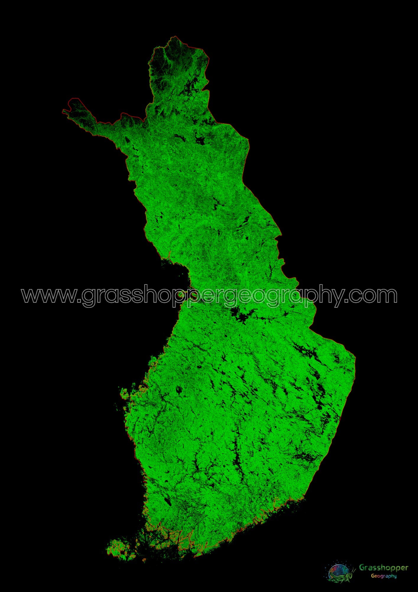 Finland - Forest cover map - Fine Art Print – Grasshopper Geography