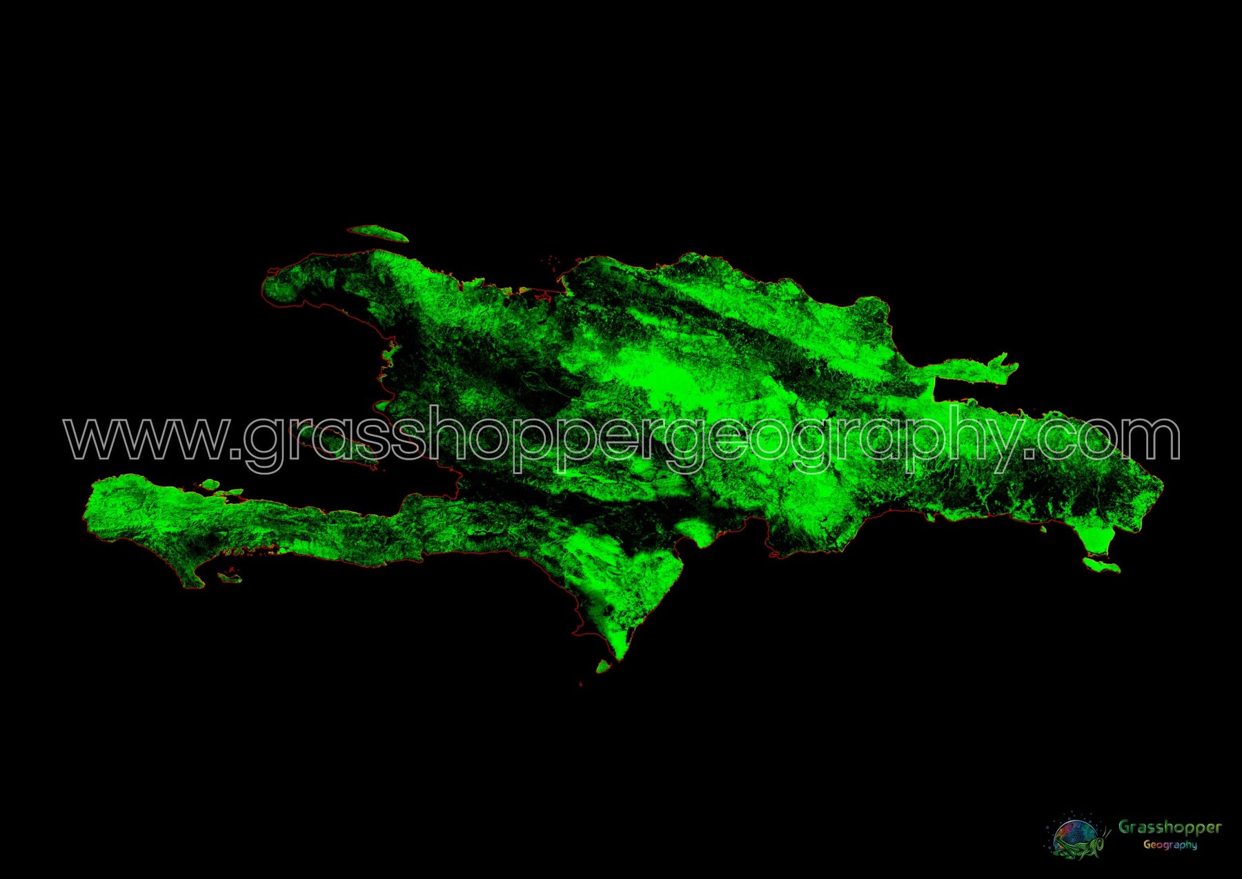 Hispaniola - Forest cover map - Fine Art Print – Grasshopper Geography