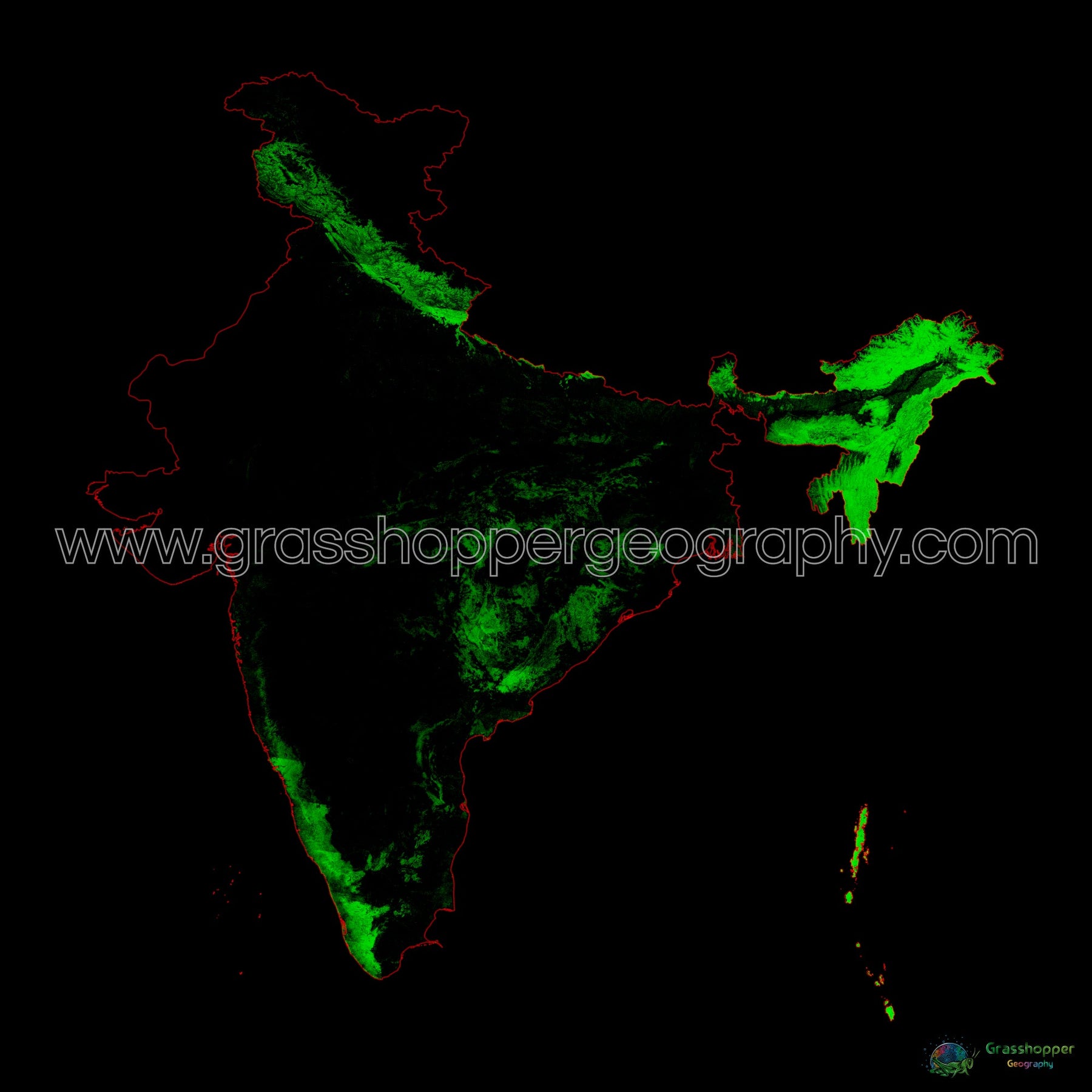 India - Forest cover map - Fine Art Print – Grasshopper Geography
