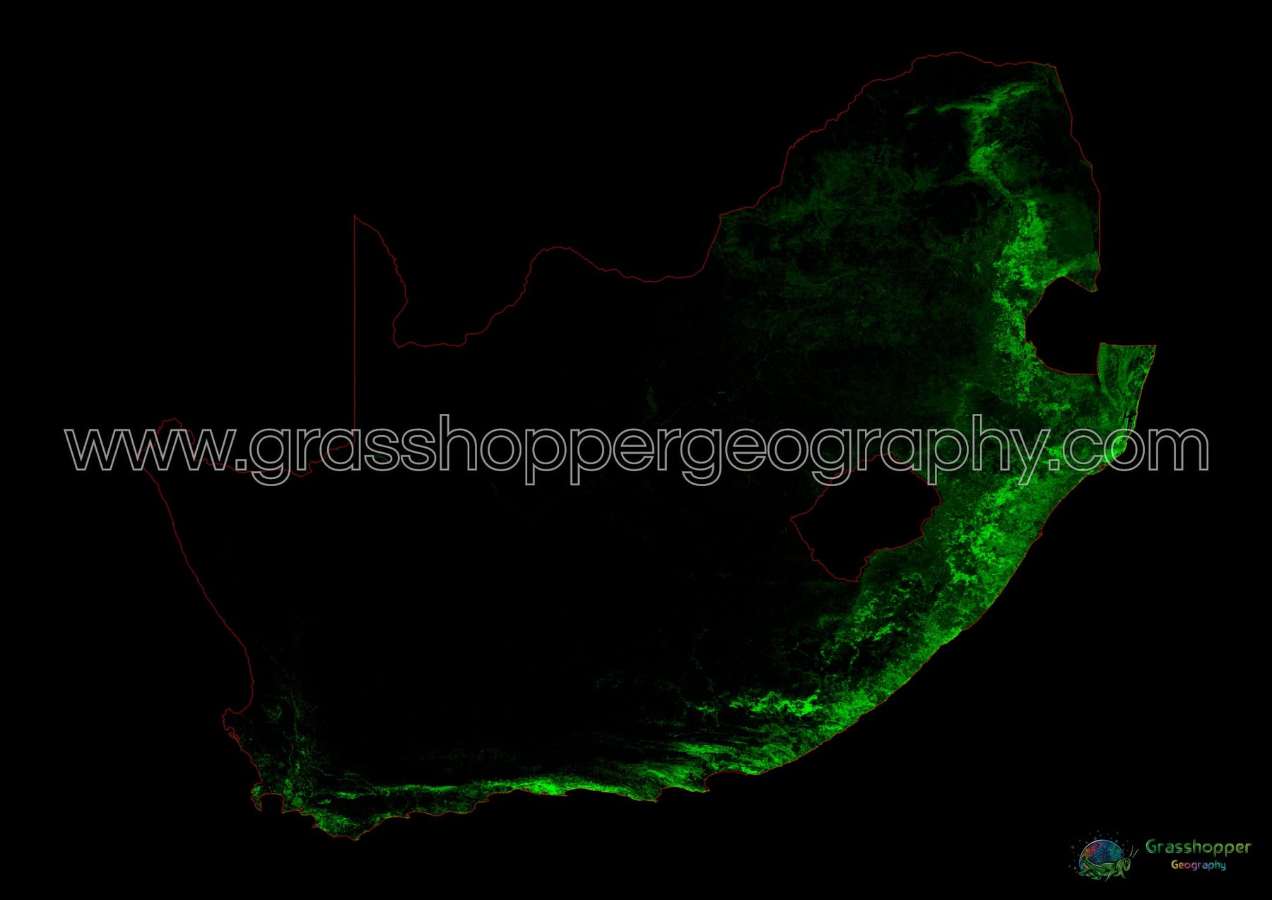 South Africa - Forest cover map - Fine Art Print – Grasshopper Geography